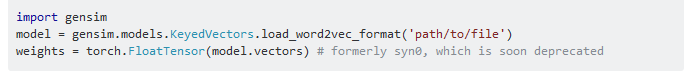 A User Wants To Load A Pre Trained Word2vec Embedding With Gensim Into A Pytorch Embedding Layer