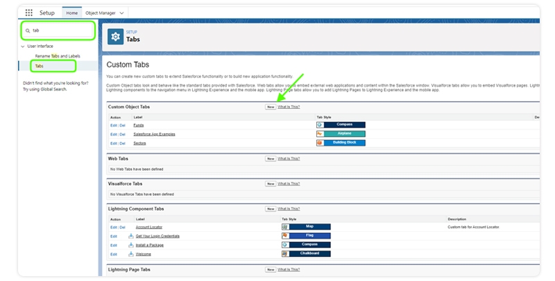 How Many Distinct Tab Options Does Salesforce Have?